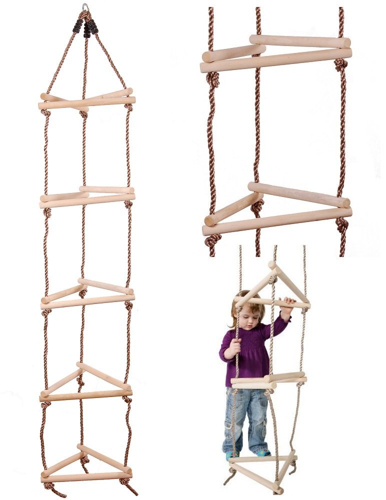 Climbing: Wooden Triangular Rope Ladder - 15 Rung 3 Sided